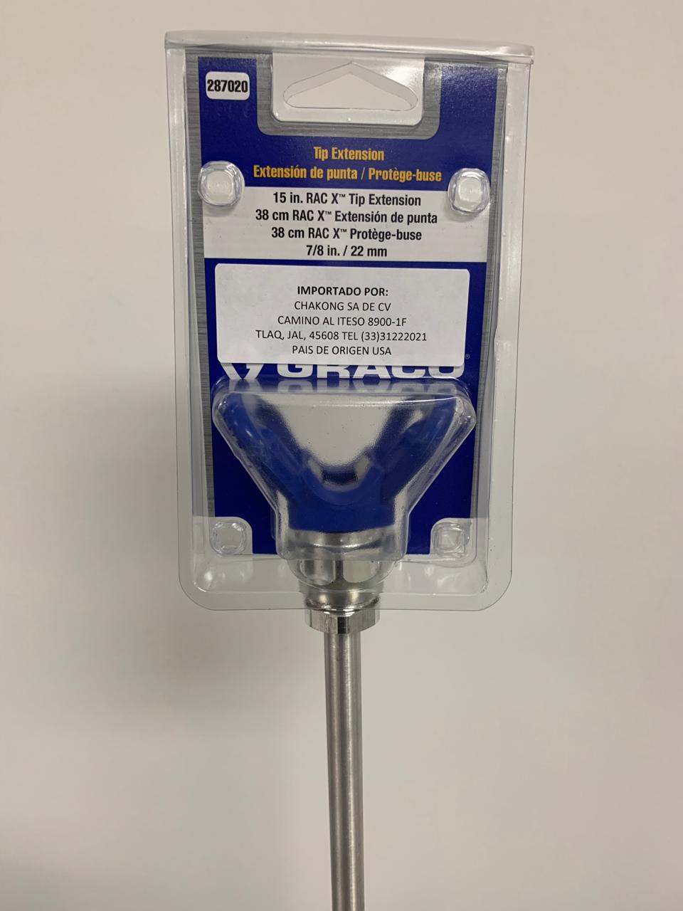 Extensión Graco airless de 38cm con guarda azul 287020 - Graco Mexico